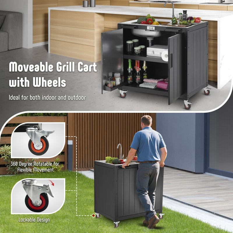 Feasto 3 Piece Freestanding Modular Outdoor Kitchen Set & Reviews | Wayfair